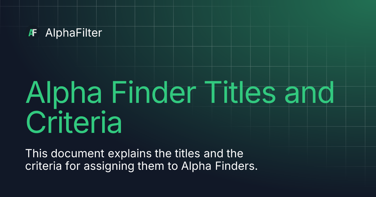 Alpha Finder Titles and Criteria | AlphaFilter